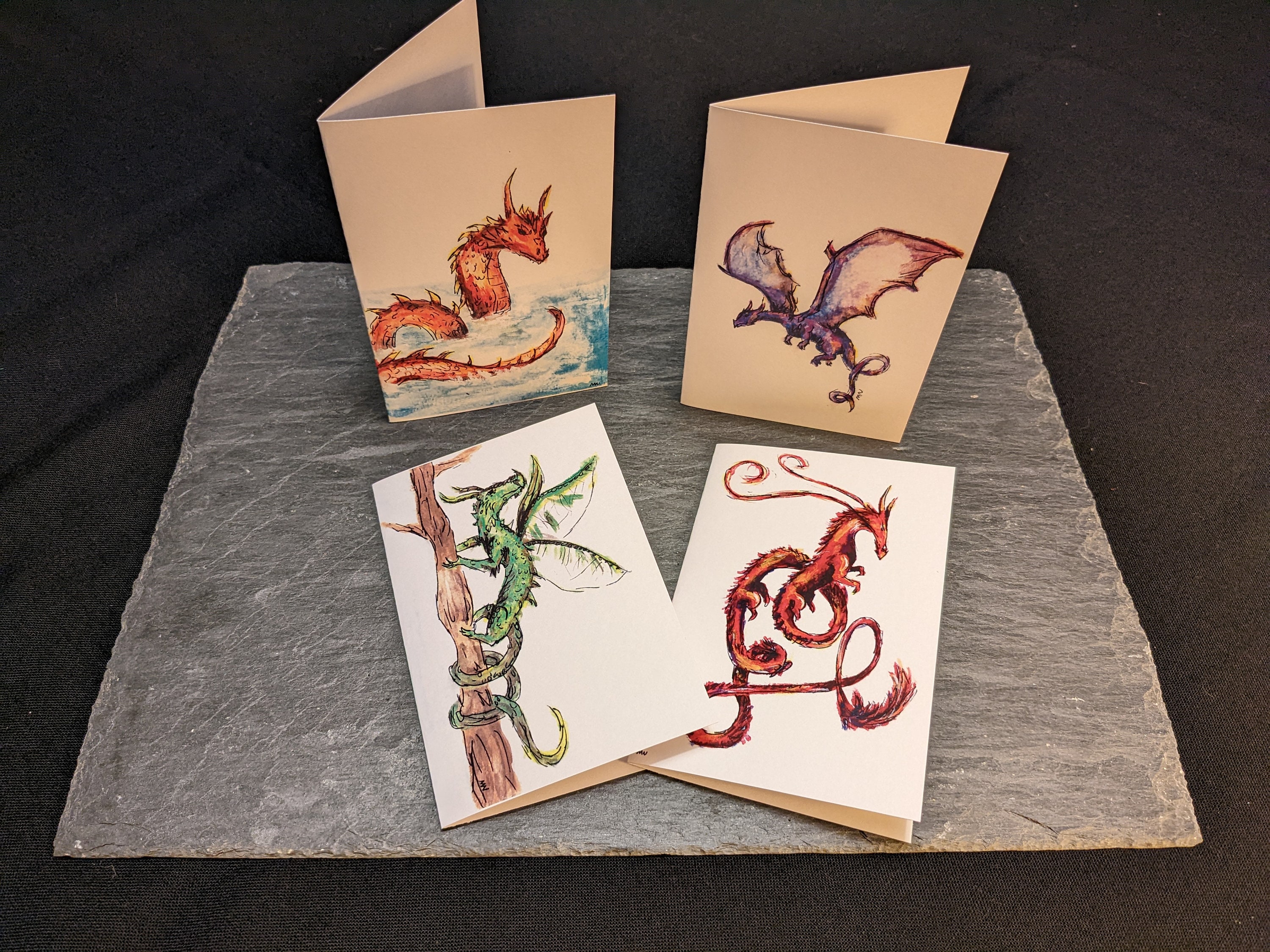 Dragon Greeting Cards: Set of Four - Etsy