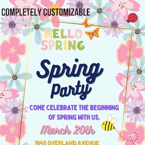 Customizable Spring Party Invitation/ Flyer. Can Be Made Animated or ...