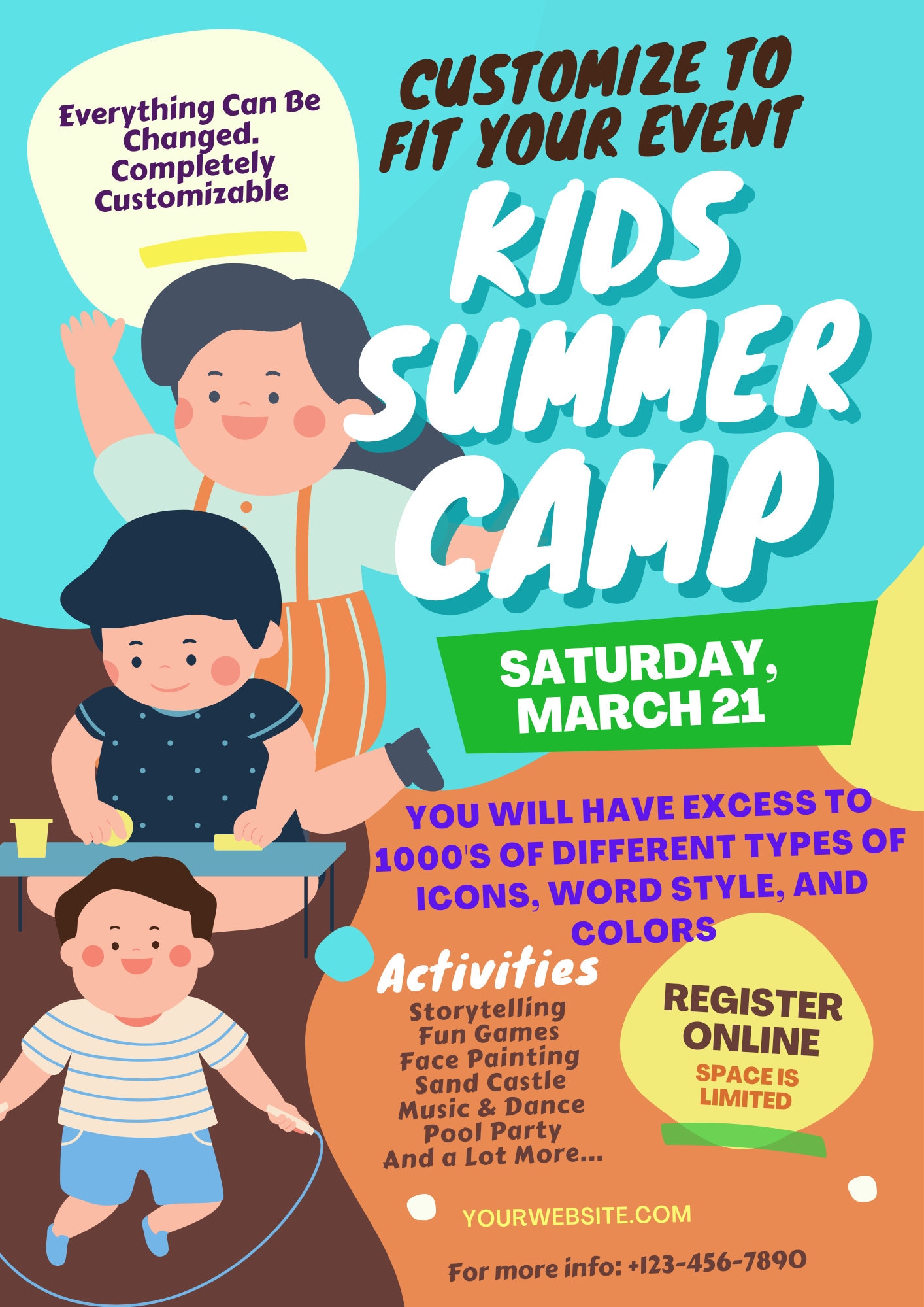 Customizable Kids Summer Camp Flyer/ Invitation/ Social Media Post ...