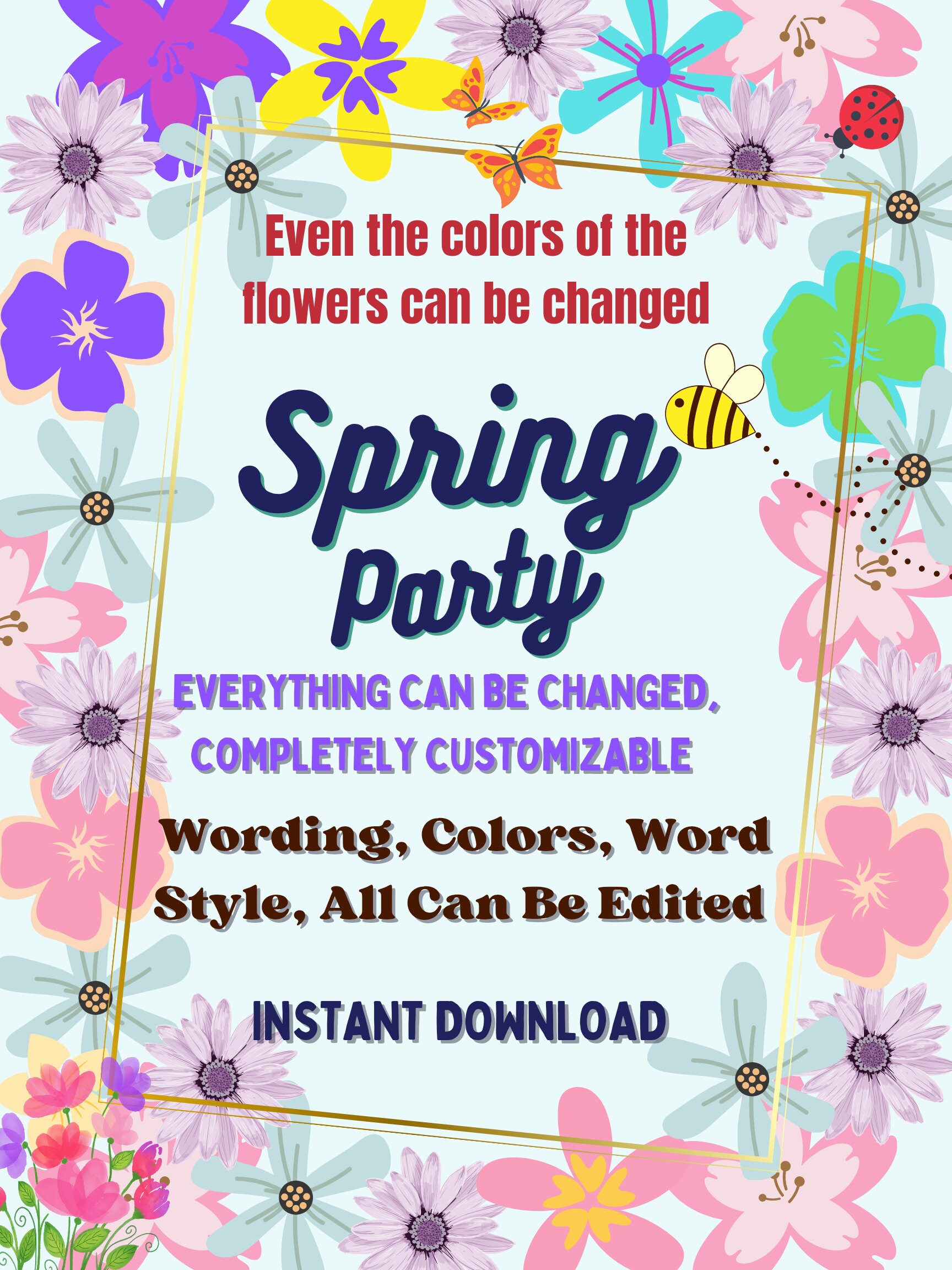Customizable Spring Party Invitation/ Flyer. Can Be Made Animated or ...