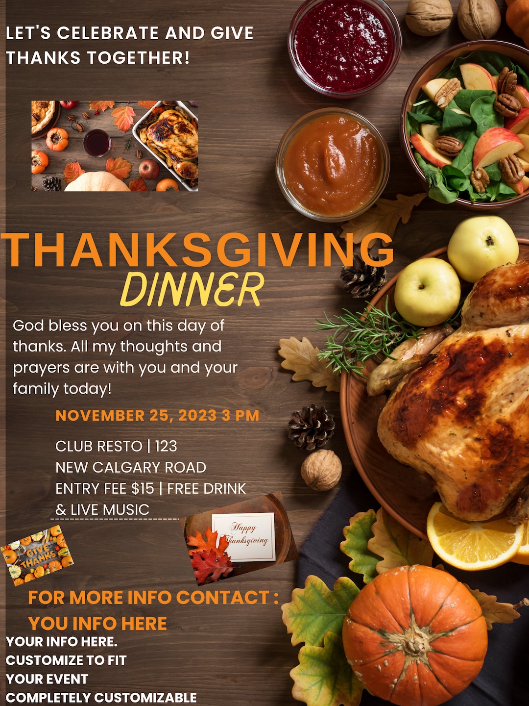 Thanksgiving Dinner Flyer/ Invitation/ Social Media Post. Can Be Edit ...