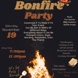 Bonfire Flyer / Invitation / Social Media Post. Can Be Edited in 1000's ...