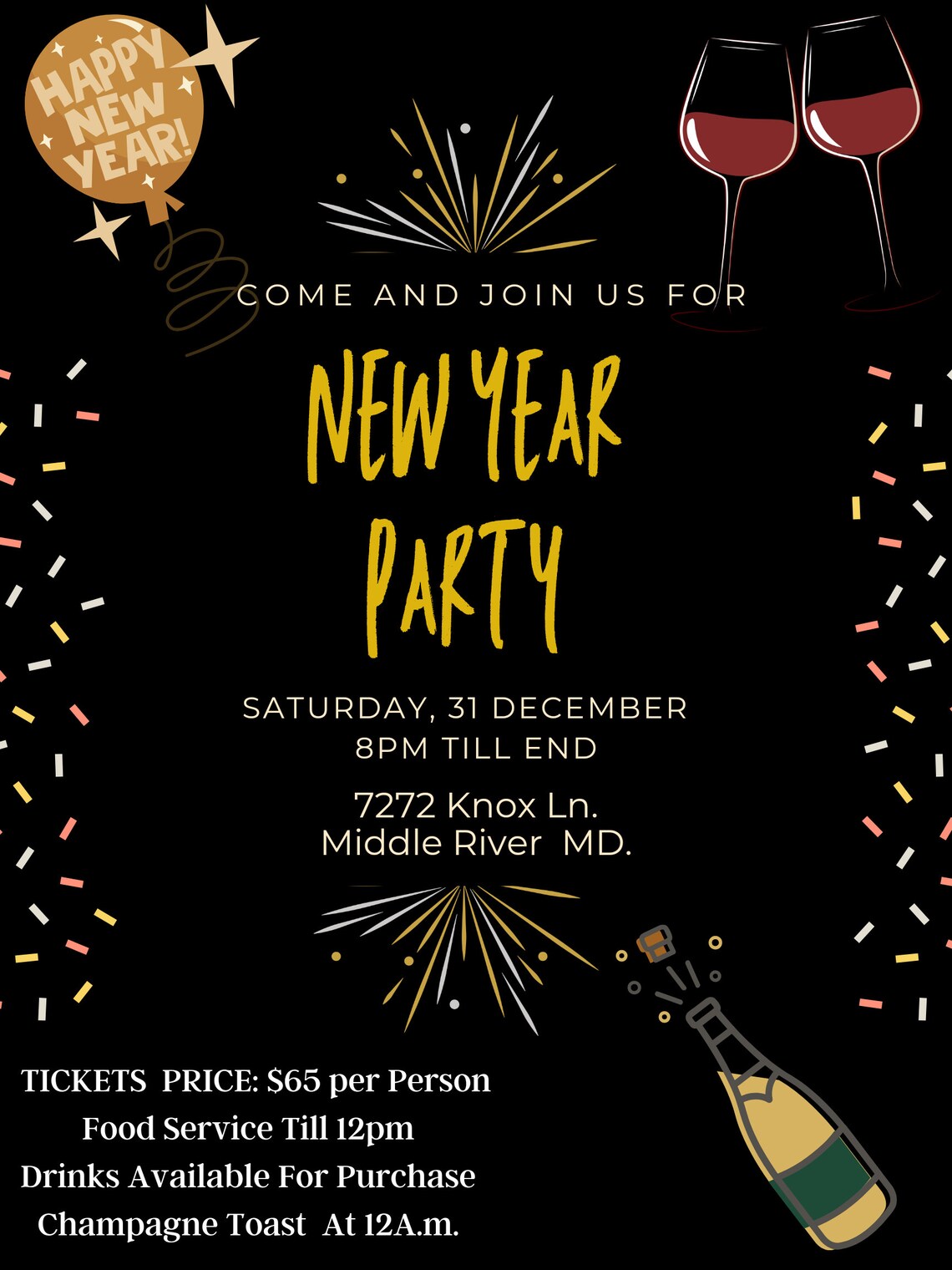 New Year's Party Invitation/ Flyer/ Social Media Post. 100% ...