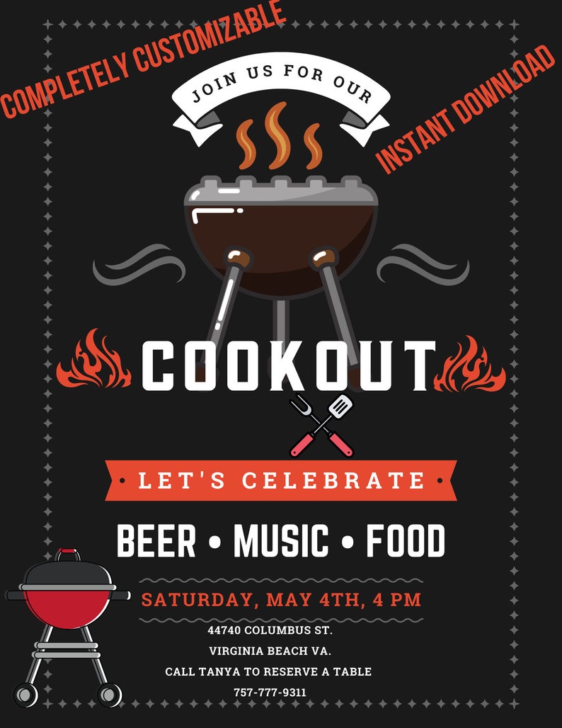 Barbecue Cookout Flyer/ Invitation/ Social Media Post. Instant Download ...