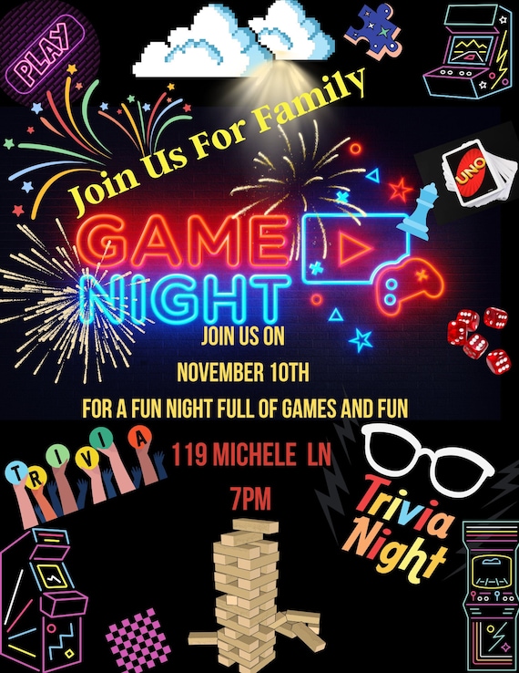 Game Night Invitation/ Flyer / Social Media Post. Can Be Edit - Etsy