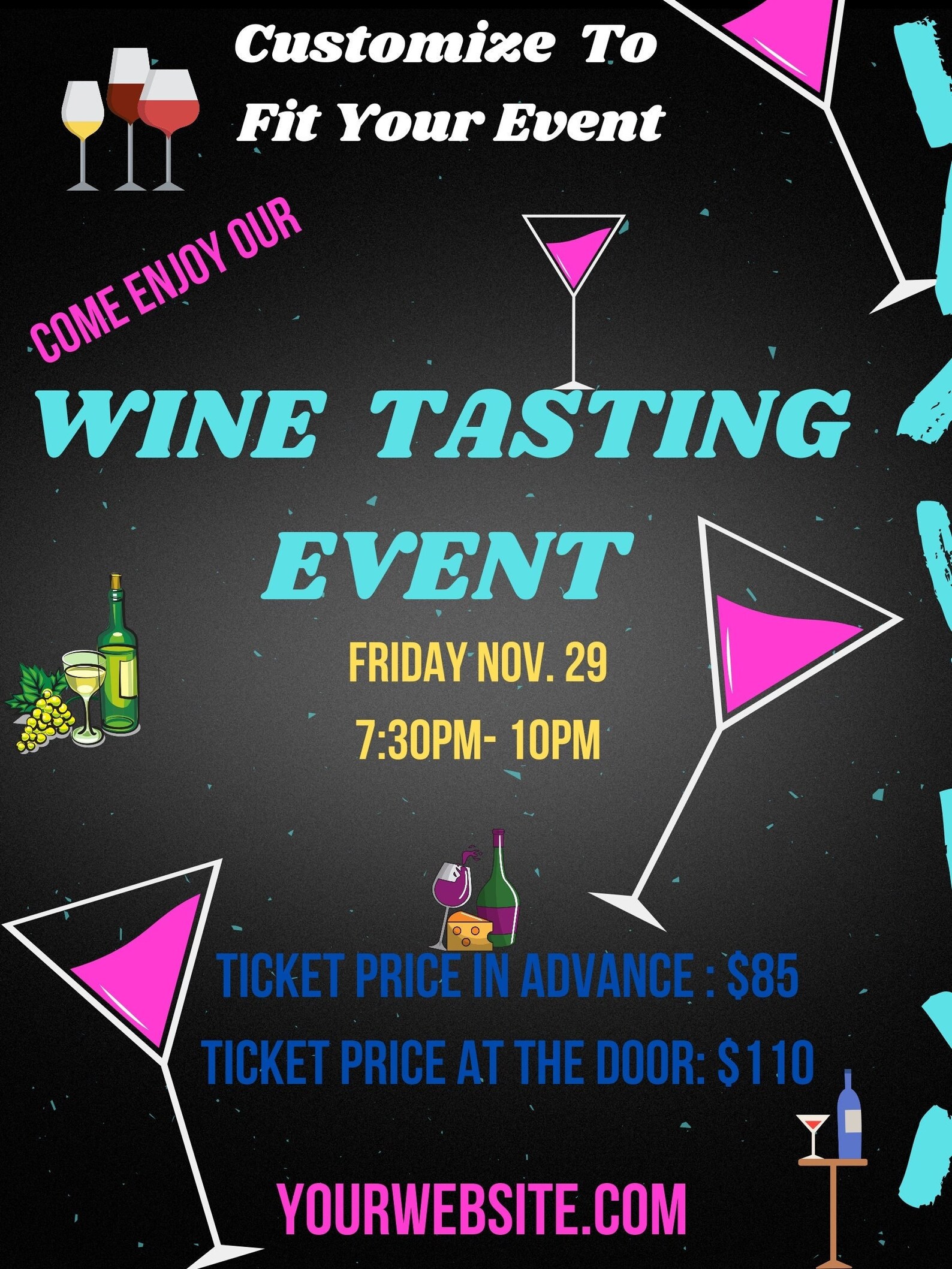 WINE TASTING EVENT Flyer/ Invitation/ Social Media Post. 100% ...