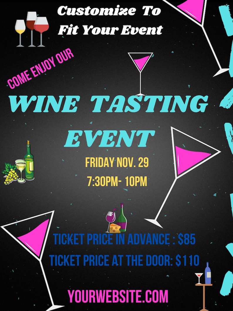 WINE TASTING EVENT Flyer/ Invitation/ Social Media Post. 100% ...