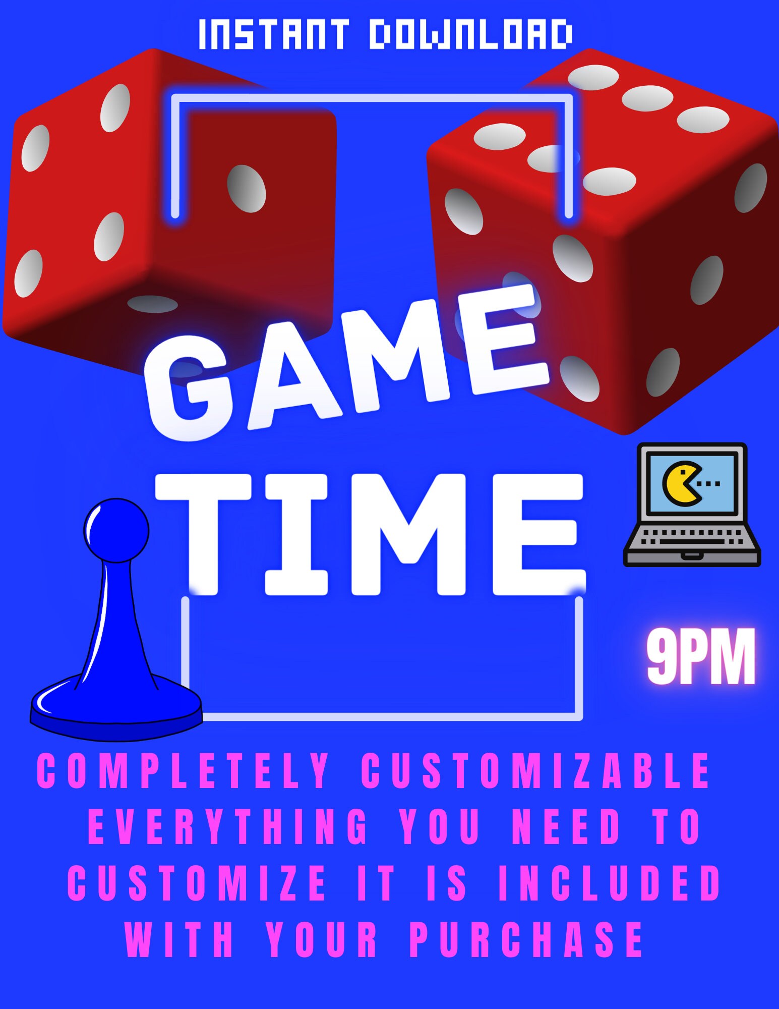 Customizable Game Night Flyer/ Invitation/ Social Media Post. Instant ...