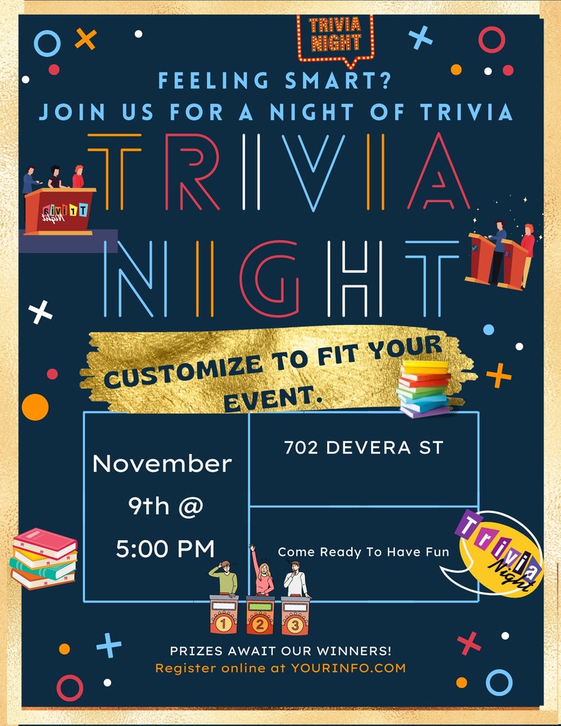 Game / Trivia Night Flyer / Invitation / Social Media Post Template ...