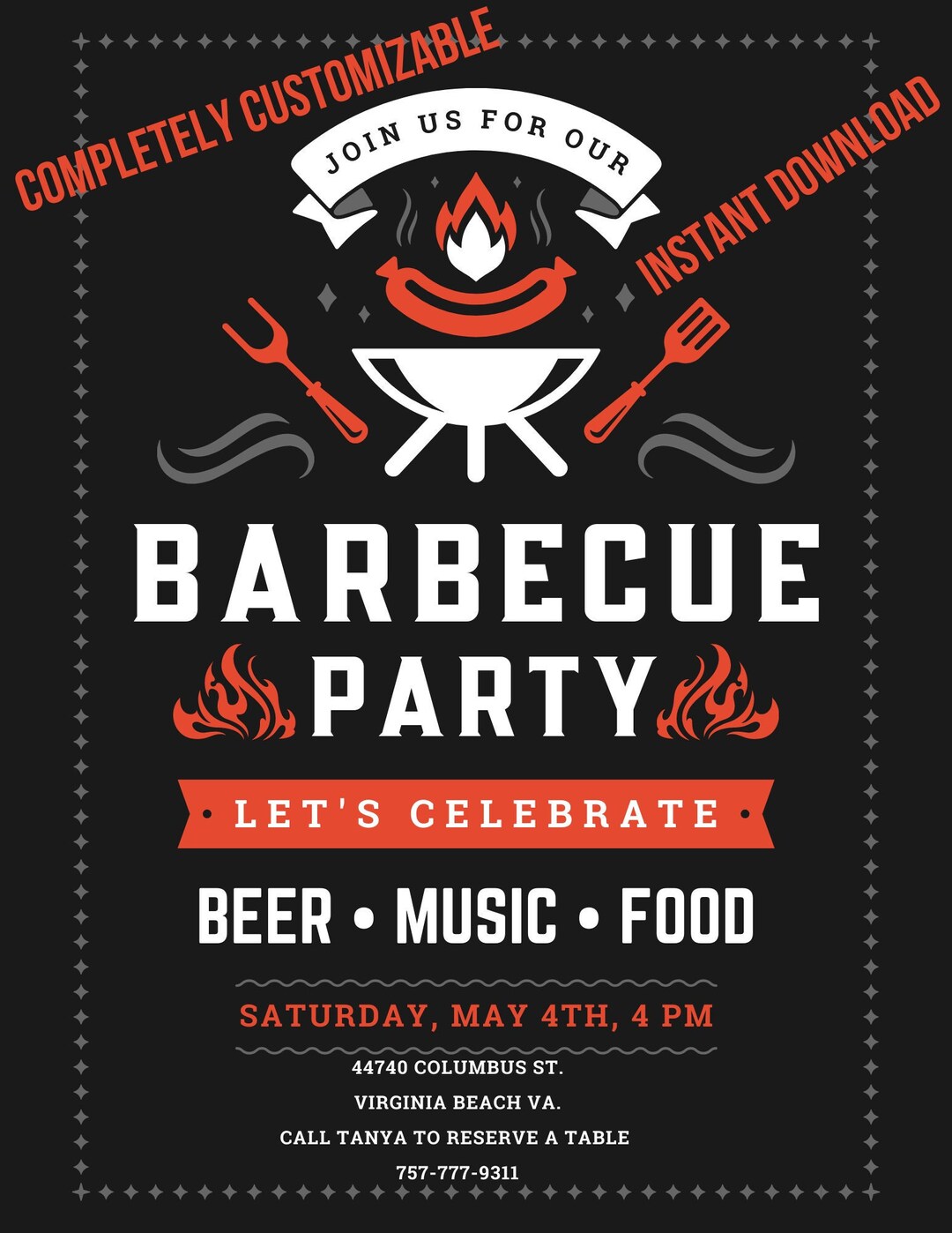 Barbecue Cookout Flyer/ Invitation/ Social Media Post. Instant Download ...