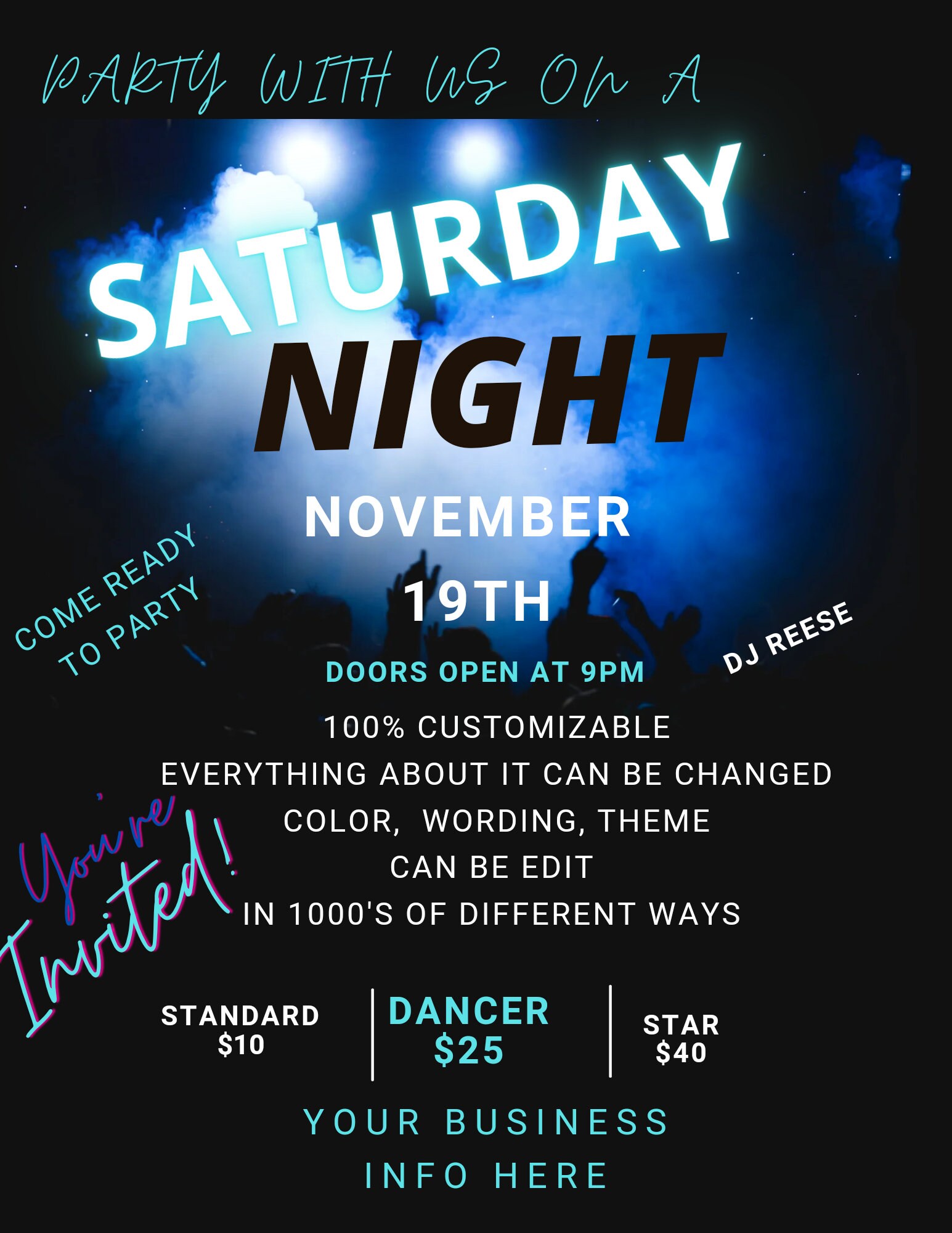 Saturday Night Advertisement Flyer /invitation / Social Media Post. Can ...