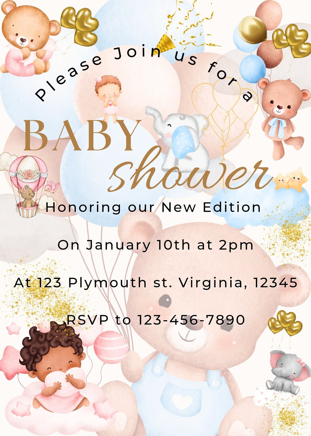 Baby Shower Invitation / Flyer / Social Media Post Template, It's Fully ...