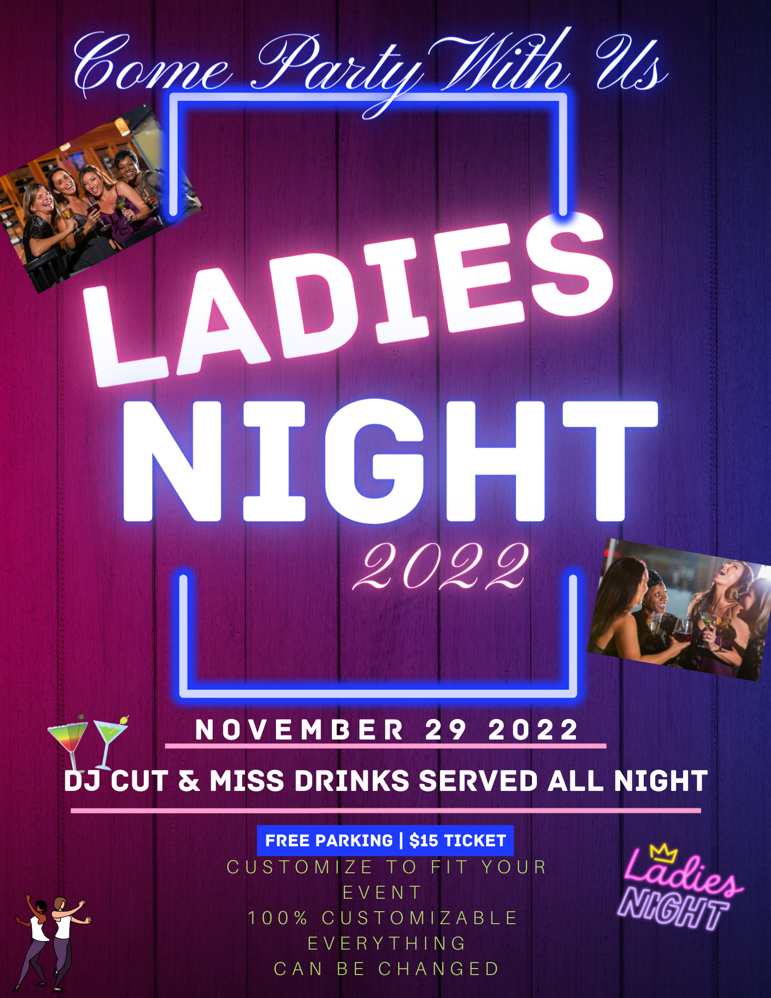 Ladies Night Flyer / Invitation / Social Media Post. Can Be Edited in ...