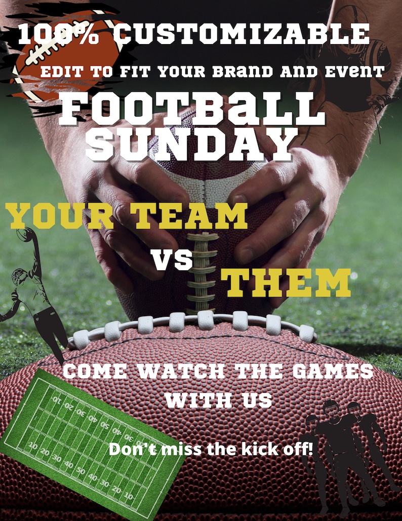 Game Day Watch Party Flyer/ Invitation/ Social Media Post. 100% ...