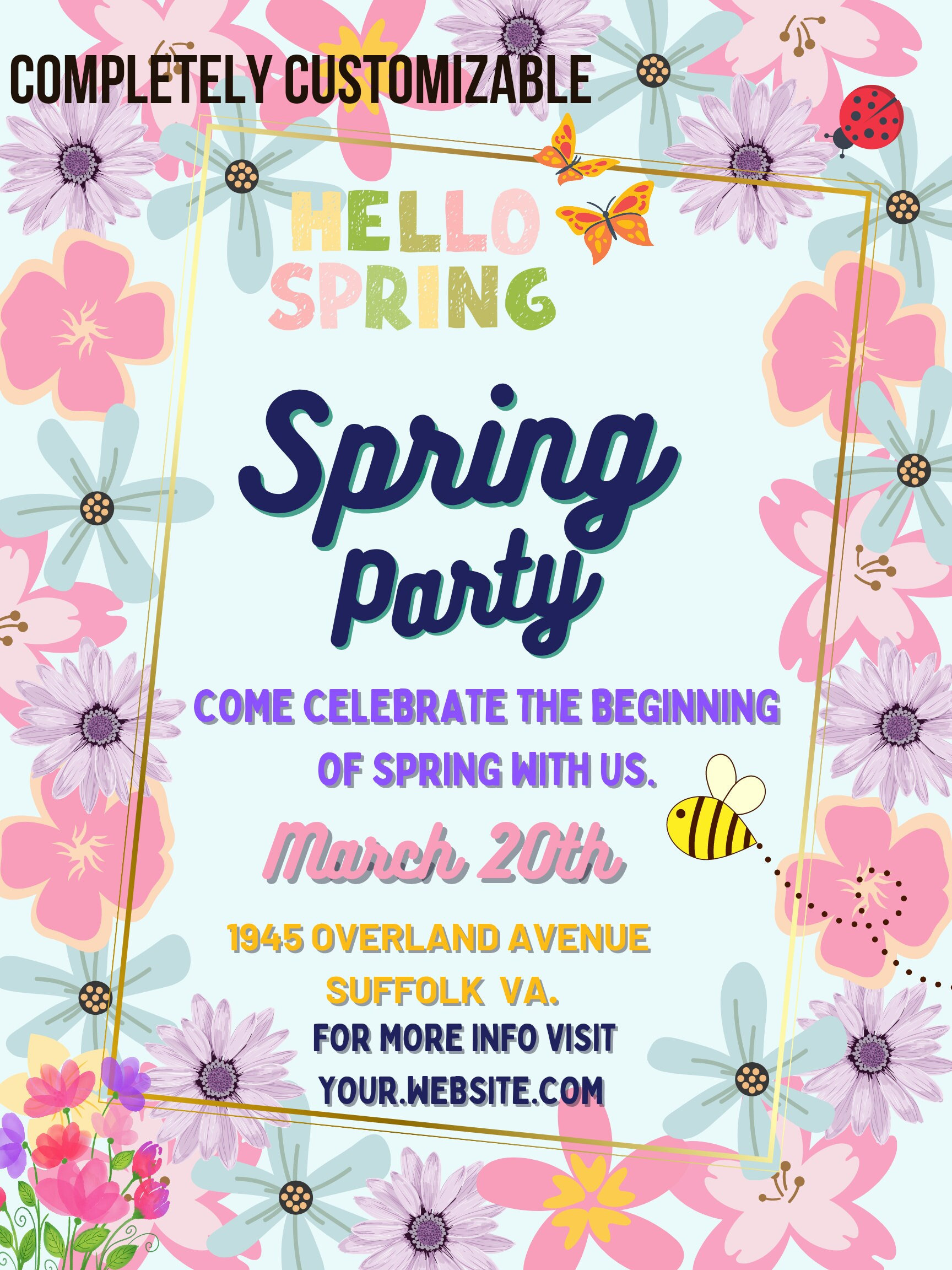 Customizable Spring Party Invitation/ Flyer. Can Be Made Animated or ...