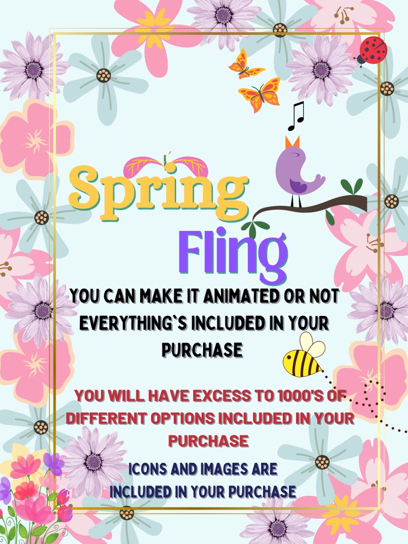 Customizable Spring Party Invitation/ Flyer. Can Be Made Animated or ...
