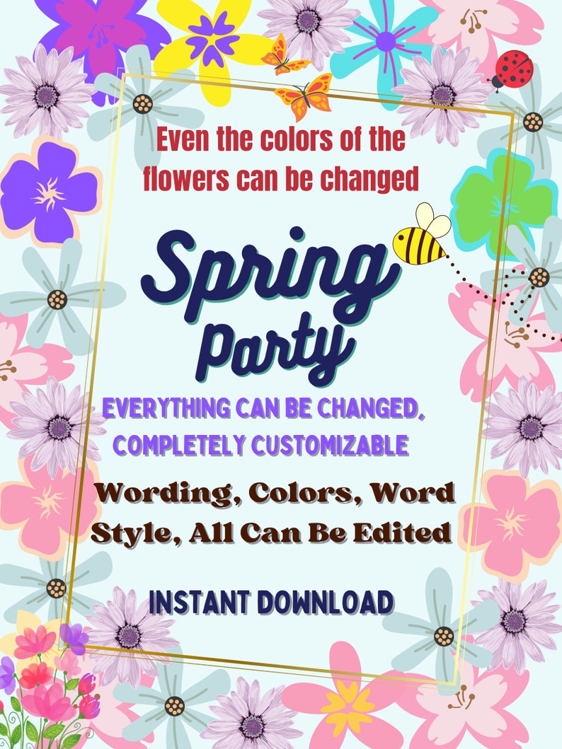 Customizable Spring Party Invitation/ Flyer. Can Be Made Animated or ...