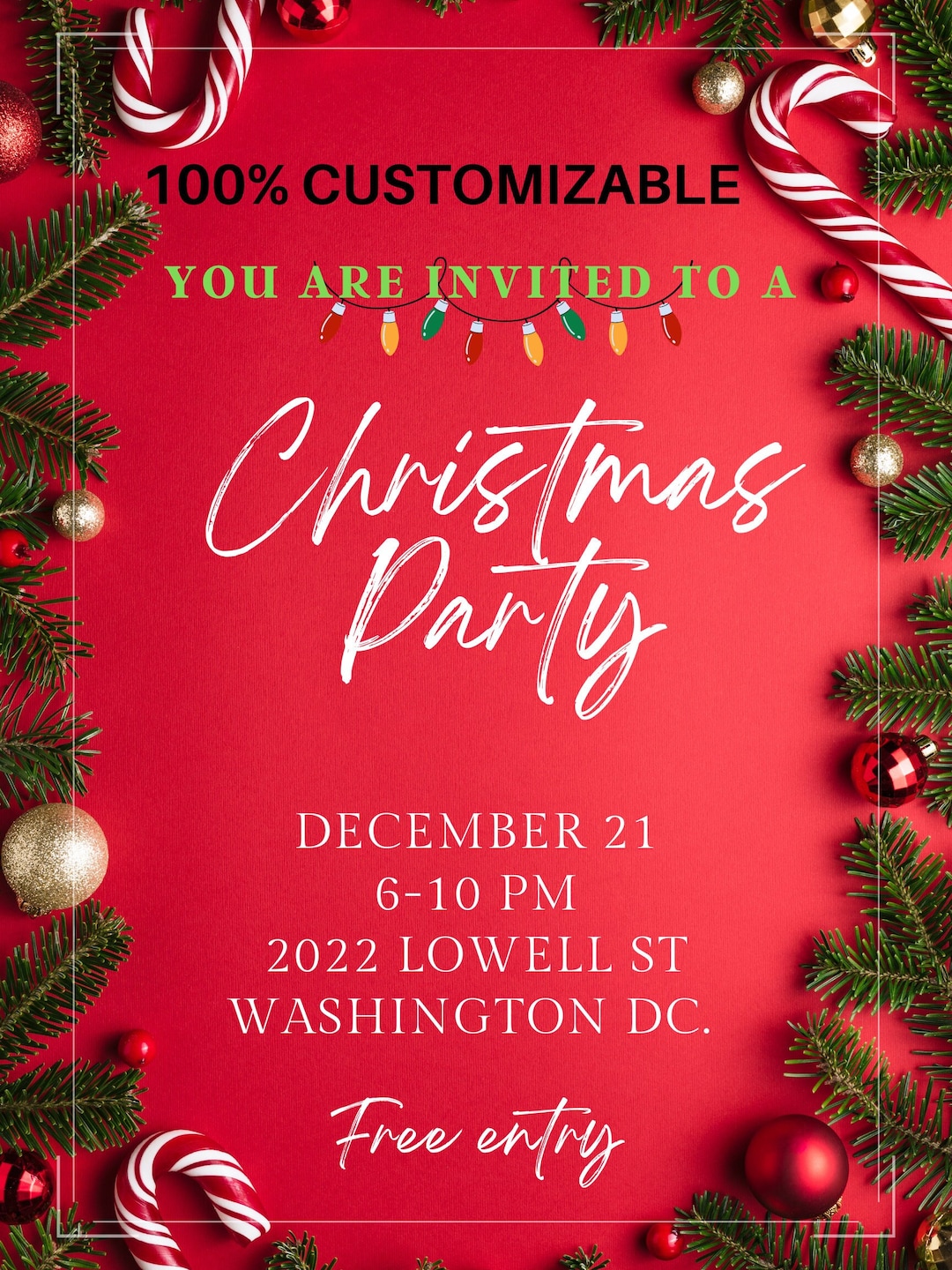 Christmas Party Flyer/ Invitation/ Social Media Post. Can Be Customized ...