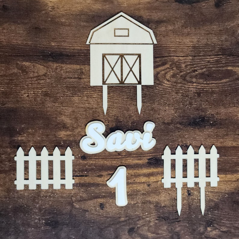 Barn Cake Topper Wooden Farm Themed Cake Topper Set Barn Farm Themed ...