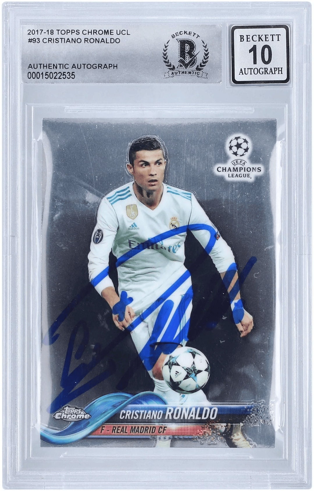 Cristiano Ronaldo Real Madrid Autographed 2017-18 Topps Chrome UCL 93 ...