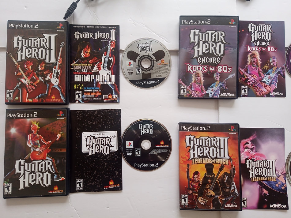 Vintage Guitar Hero 1, 2 , Encore 80s Rock, Guitar Hero 3 Legends of Rock PS2 Playstation 2 ...