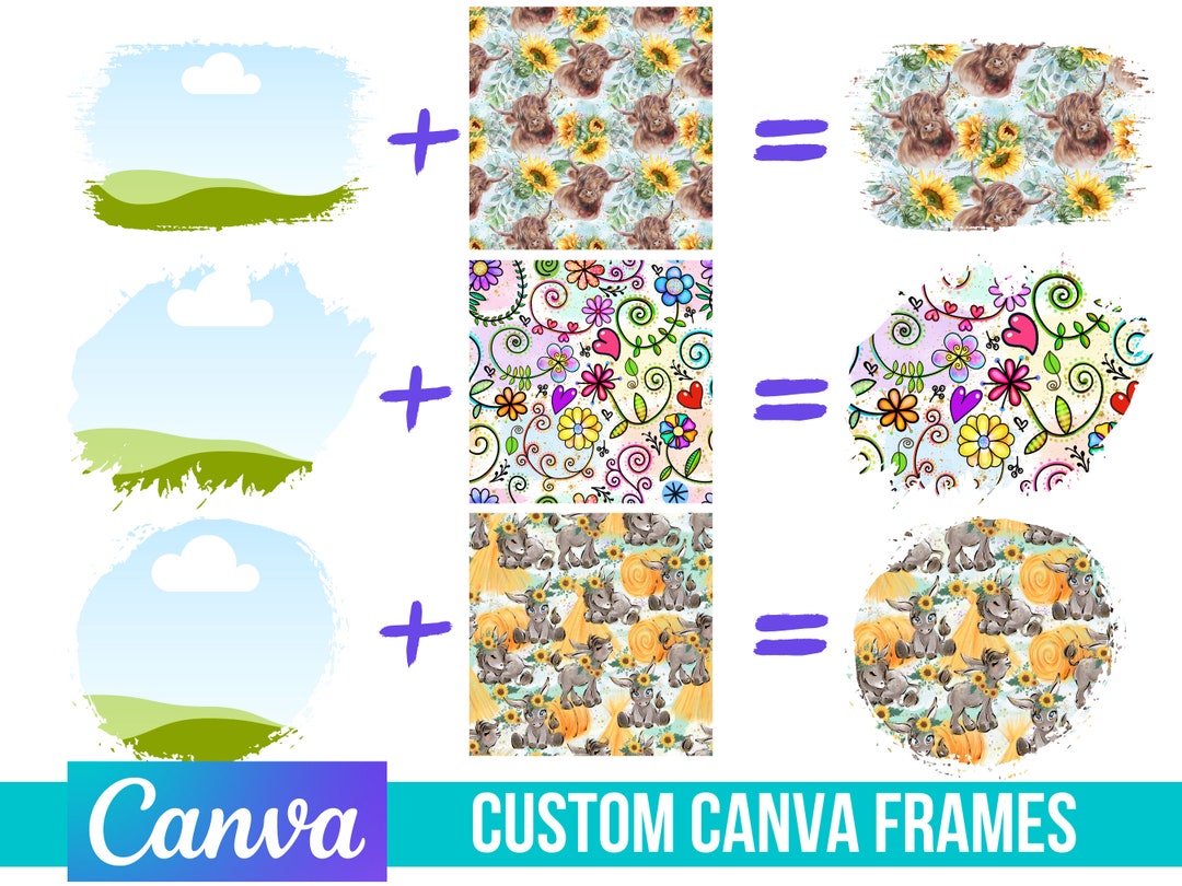 Canva Frame Bundle, Fill Your Own Splashes, Add Your Own Pattern Bundle ...