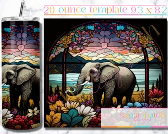 Stained Glass Elephant 20oz Tumbler Wrap Mirrored - Etsy
