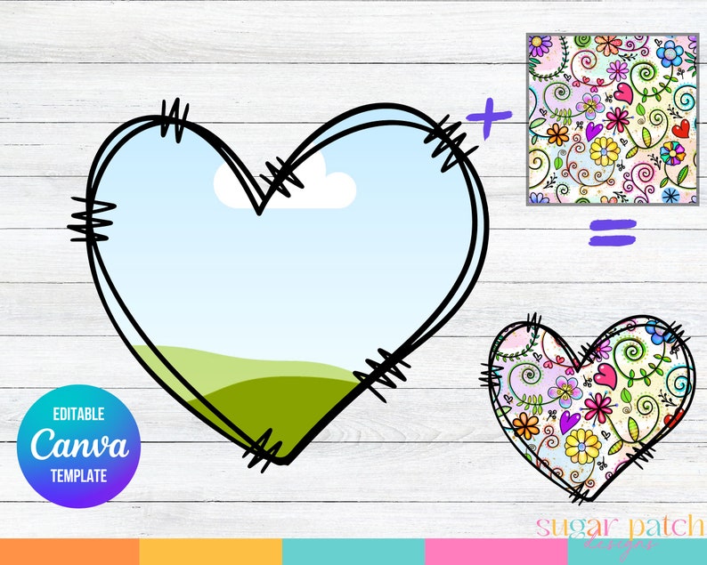 Heart Canva Frame, Fill Your Own Heart, Add Your Own Pattern, CANVA ...
