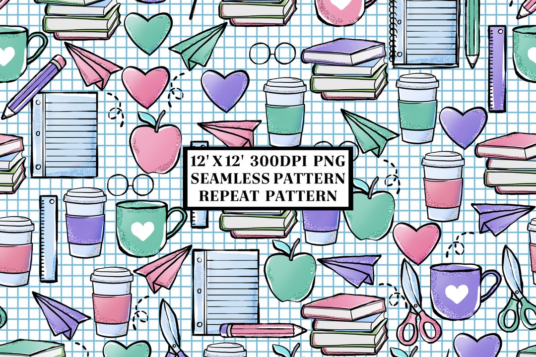 School Seamless Pattern Teacher Seamless Background - Etsy