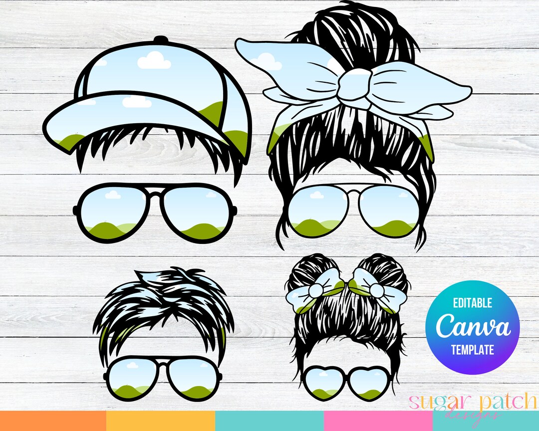 Messy Bun Family Canva Frame, Fill Your Own Messy Bun, Add Your Own ...