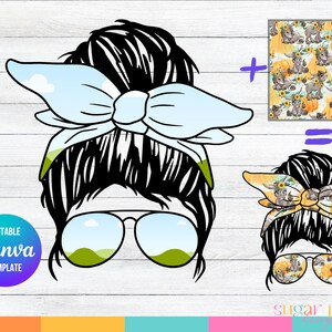 Messy Bun Canva Frame, Fill Your Own Messy Bun, Add Your Own Pattern ...