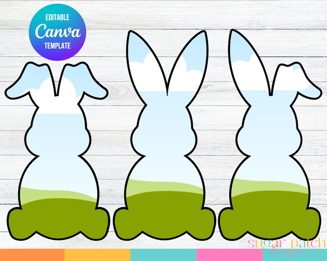Easter Bunny Canva Frame, Fill Your Own Peeps, Add Your Own Pattern ...