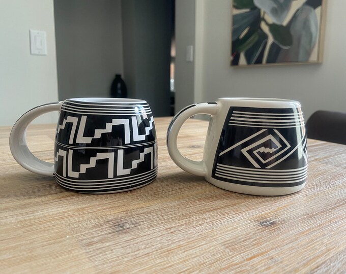 Treasure Chest Mugs, Southwest Patterns, Black and White, Numbers 4 and ...