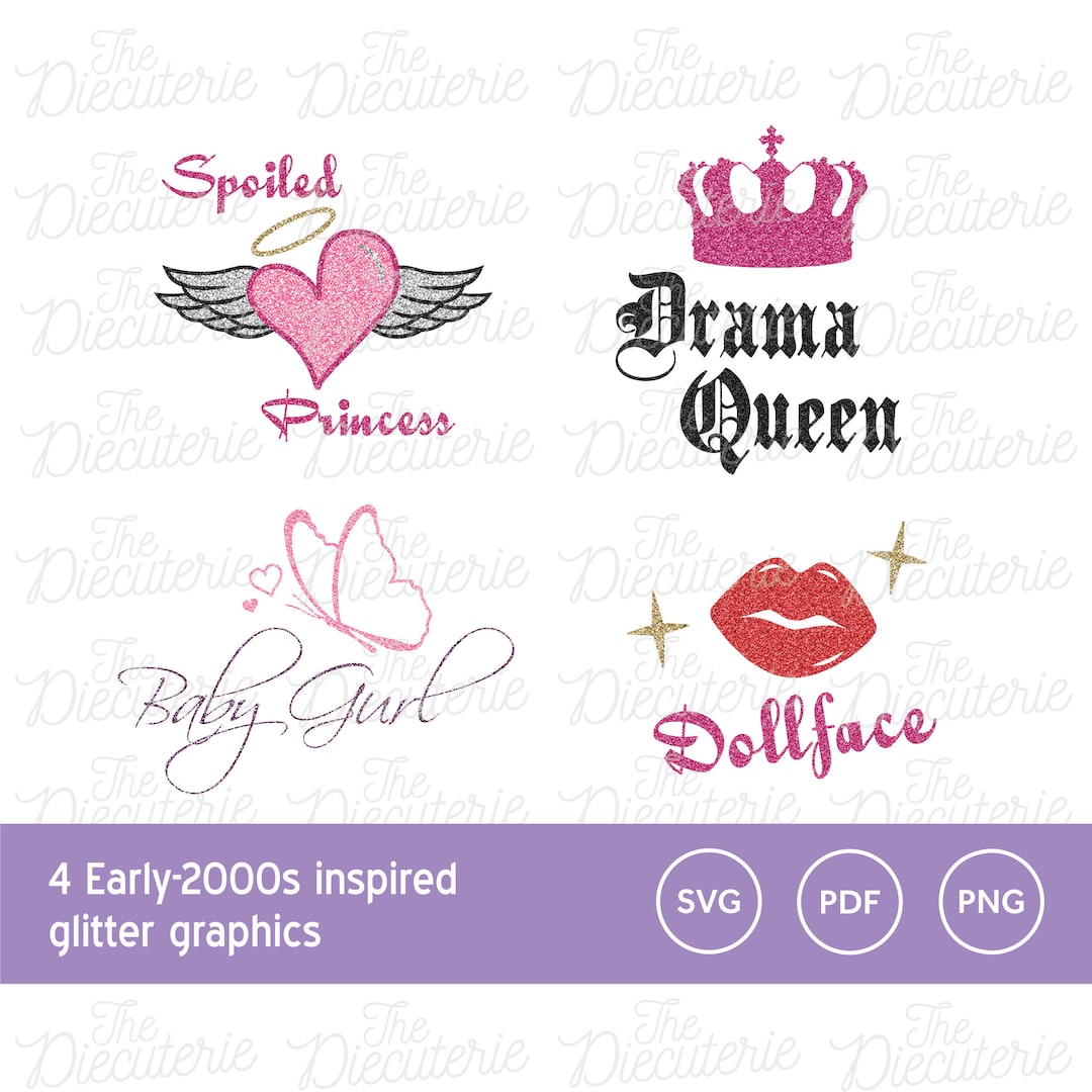4 Early 2000s Glitter Graphics Myspace Y2K Mcbling Spoiled Drama Queen ...