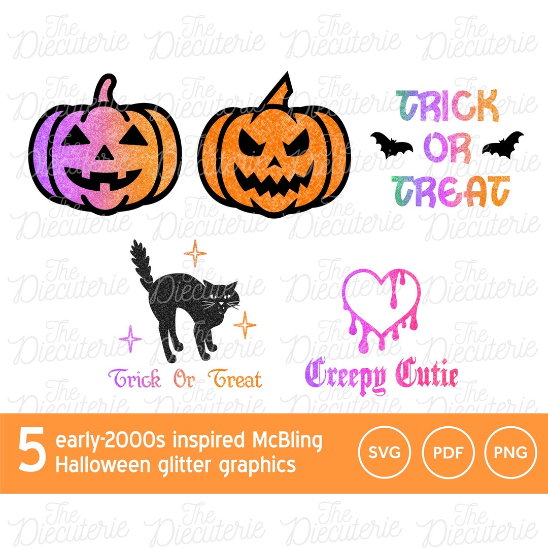 5 Early 2000s Glitter Mcbling Halloween Graphics Set 1 | Myspace Y2K ...
