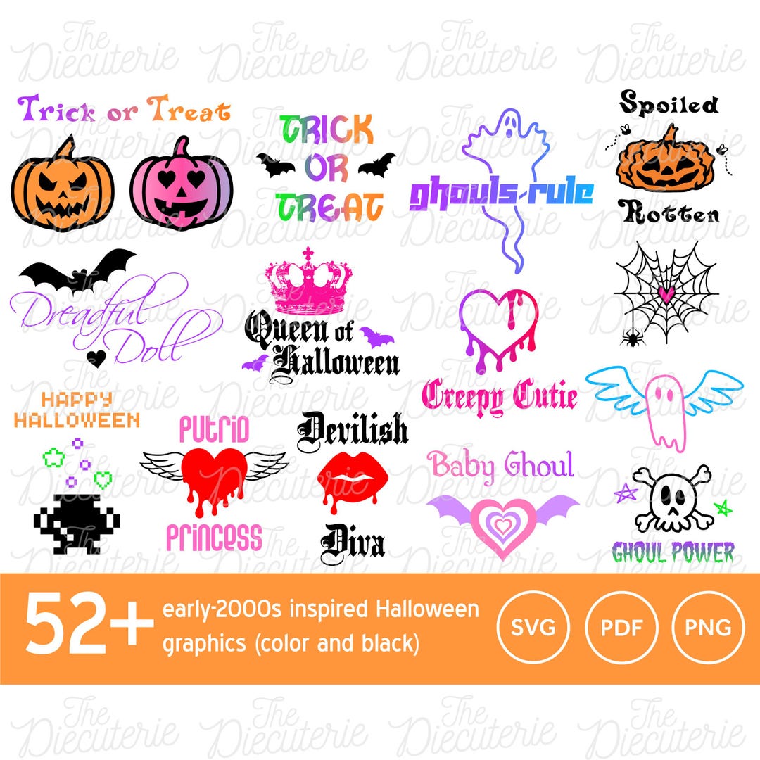 52+ Early 2000s Inspired Halloween Graphics Color and Black | Y2K ...