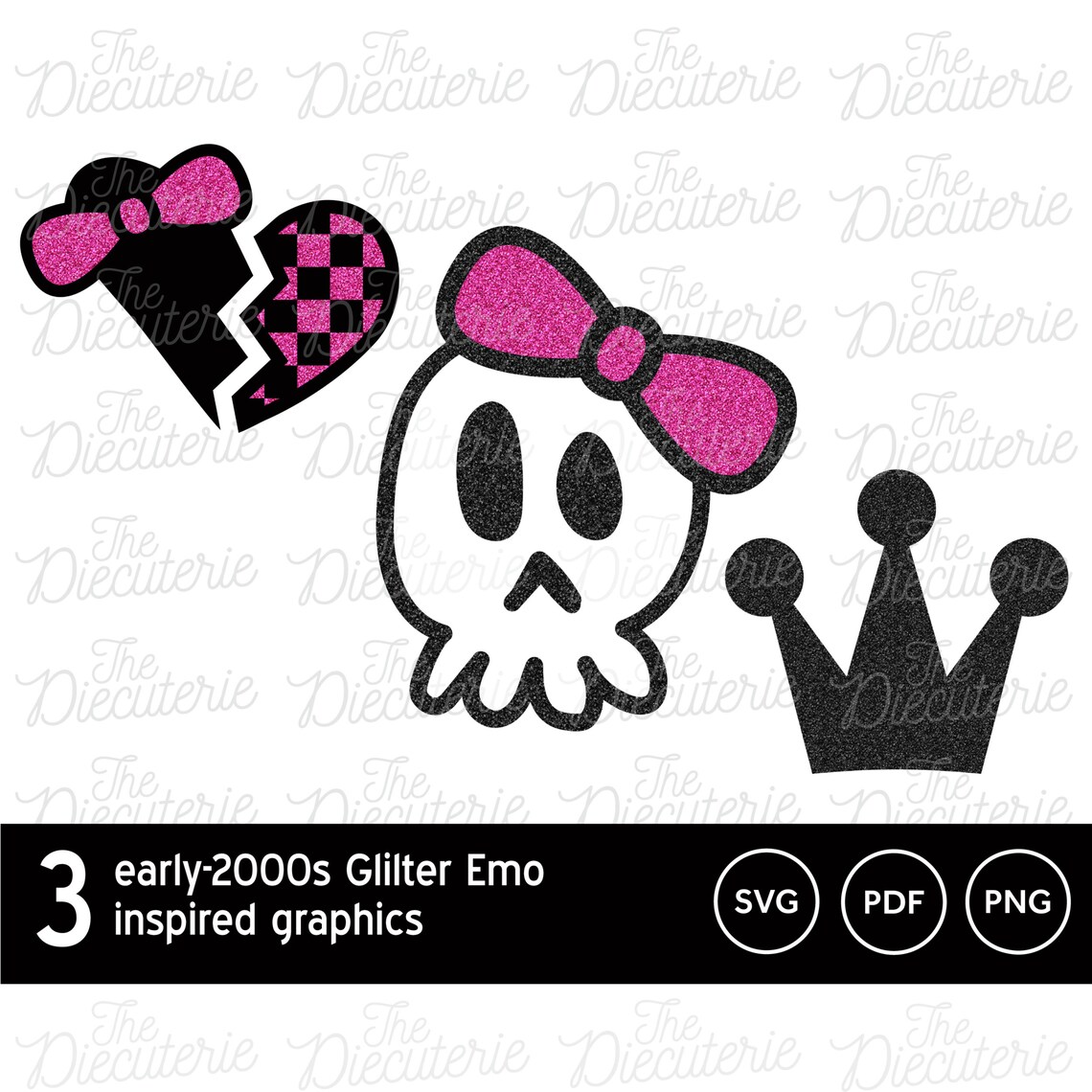 3 Early 2000s Glitter Emo Scene Graphics Set 2 | Internet Web Myspace ...