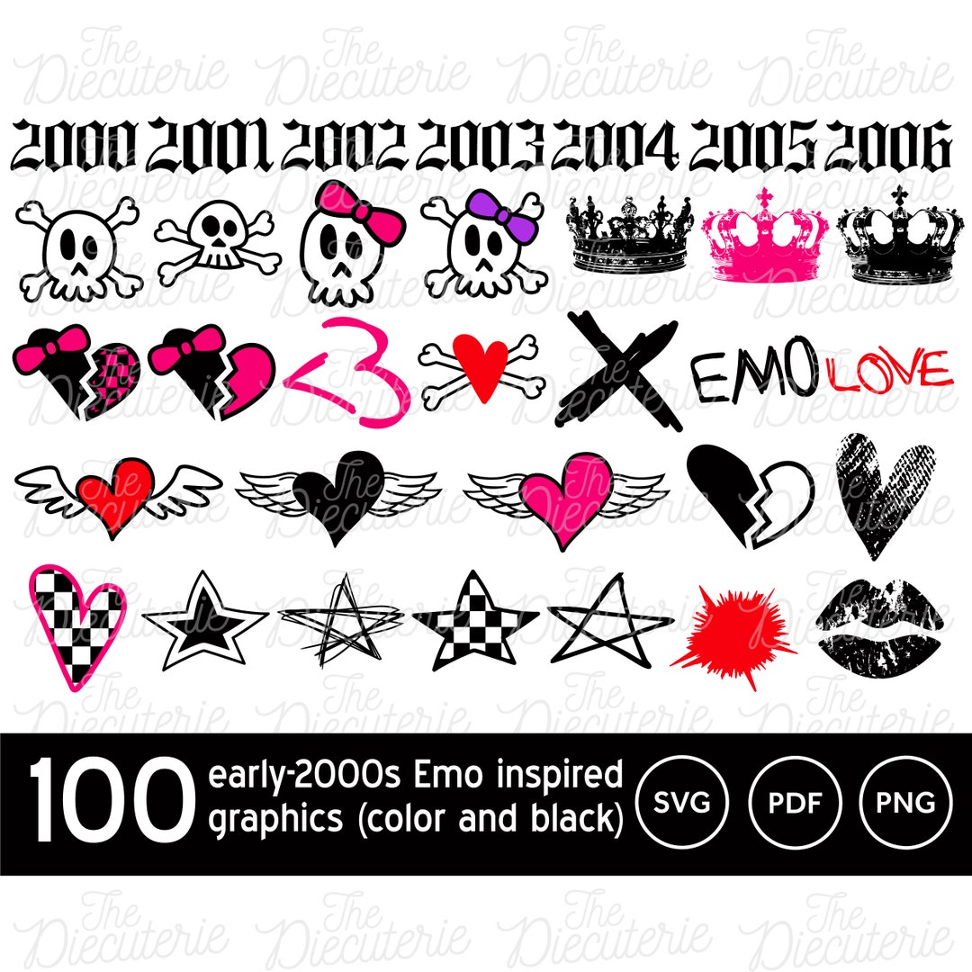 100 Early 2000s Emo Scene Graphics Color and Black | Internet Web ...