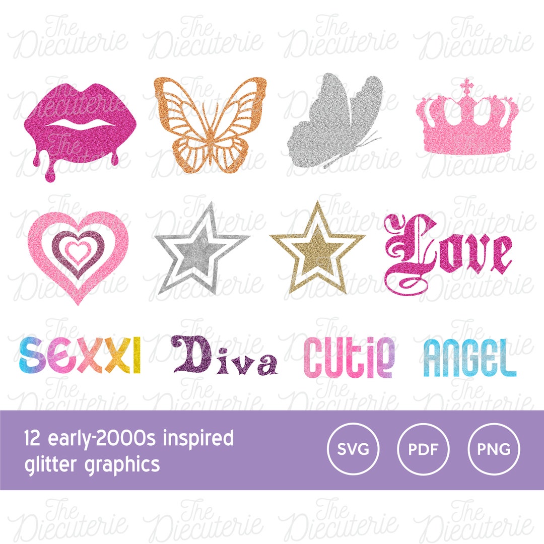 12 Early 2000s Glitter Graphics Myspace Y2K Mcbling Blingee Dollz ...