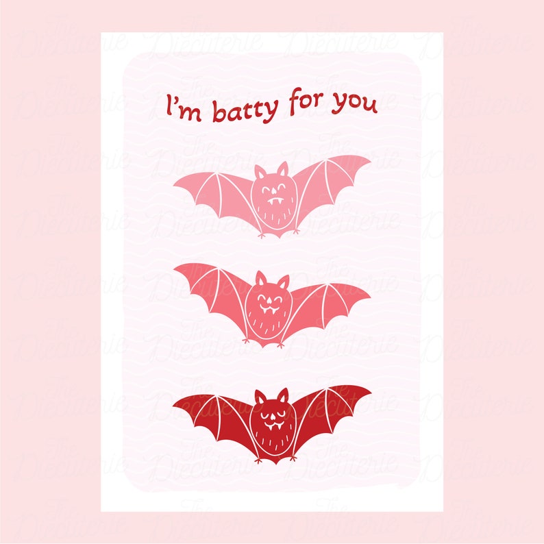 Printable Valloween Valentines Day Card | I'm Batty for You | Valloween ...