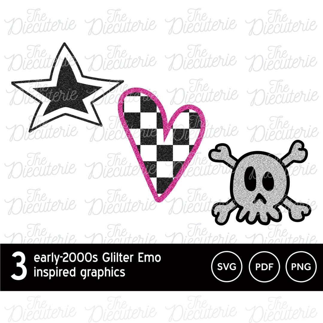 3 Early 2000s Glitter Emo Scene Graphics Set 1 | Internet Web Myspace ...