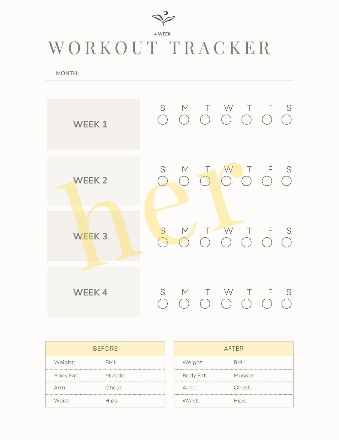 Fitness Tracker Printable, at Home Workout, Weight Loss, Fitness ...