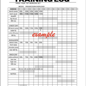 Simple Minimalist Printable, One Page, Workout Log, Workout Planner, 12 ...