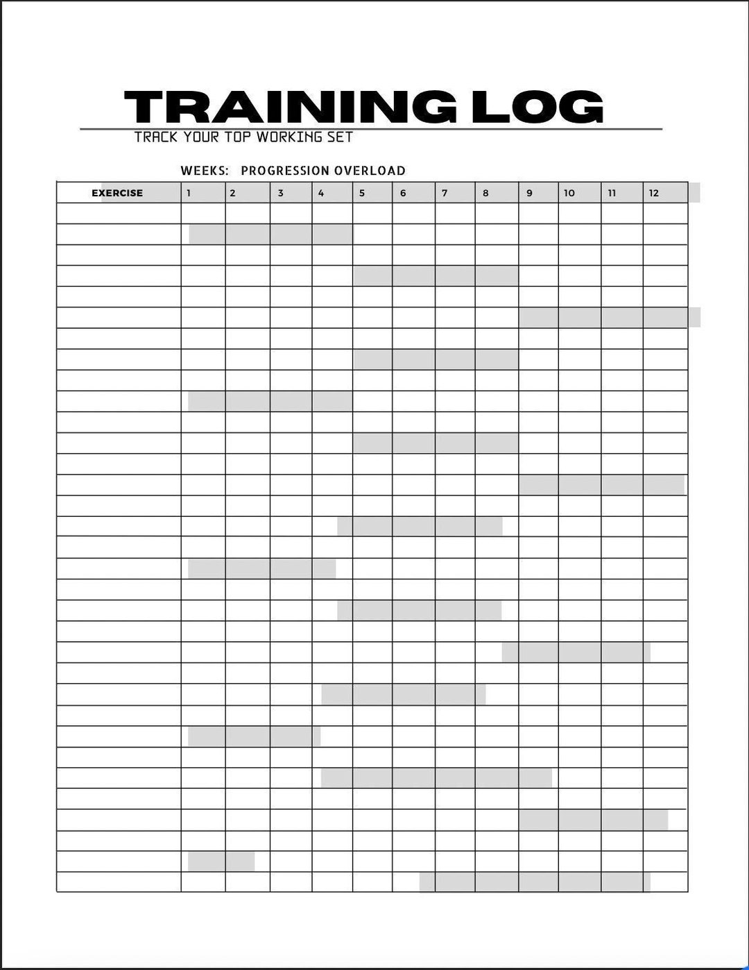 Simple Minimalist Printable, One Page, Workout Log, Workout Planner, 12 ...