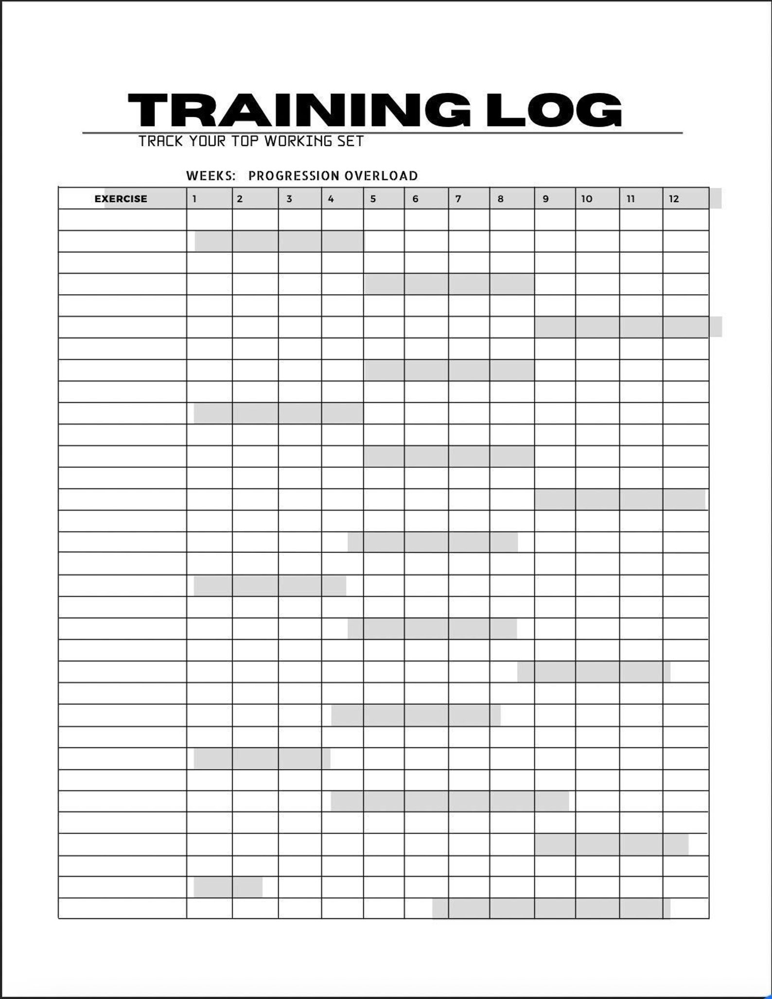 Simple Minimalist Printable, One Page, Workout Log, Workout Planner, 12 ...