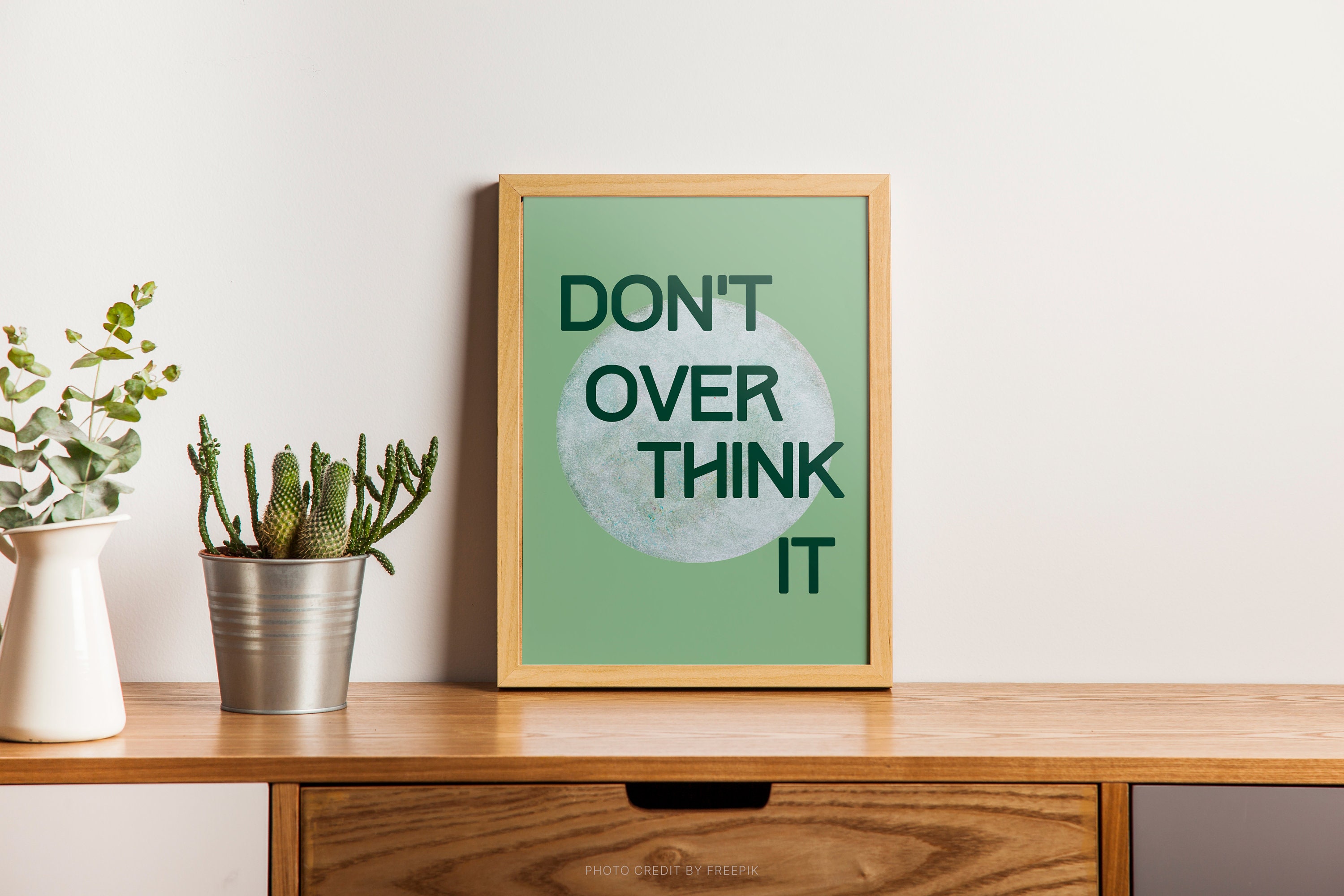 Don't Over Think It Mental Health Poster Sage Green Wall - Etsy