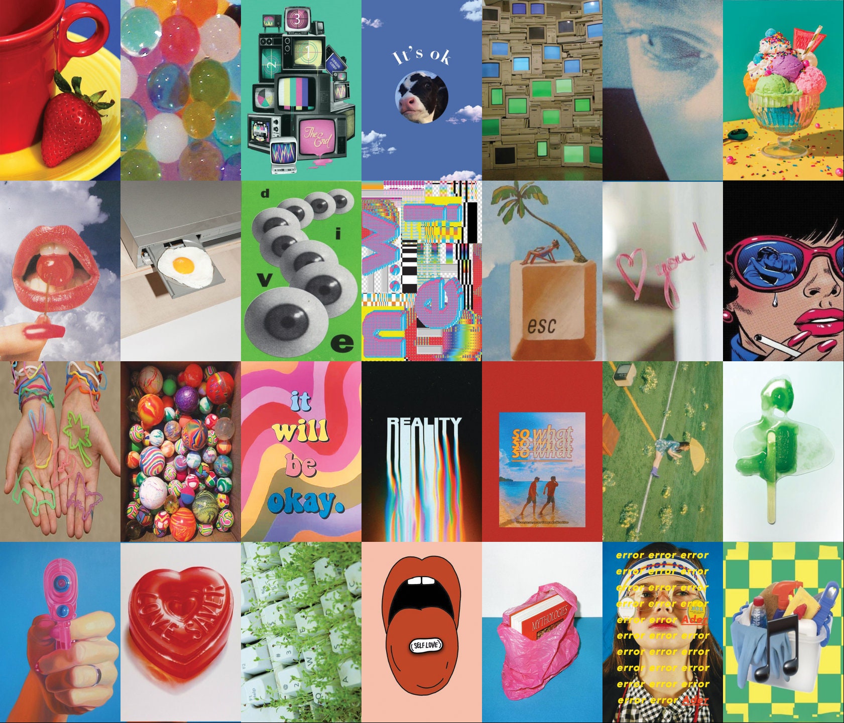 112PCS, Retro Preppy Kidcore Aesthetic Wall Collage Kit, Indie ...