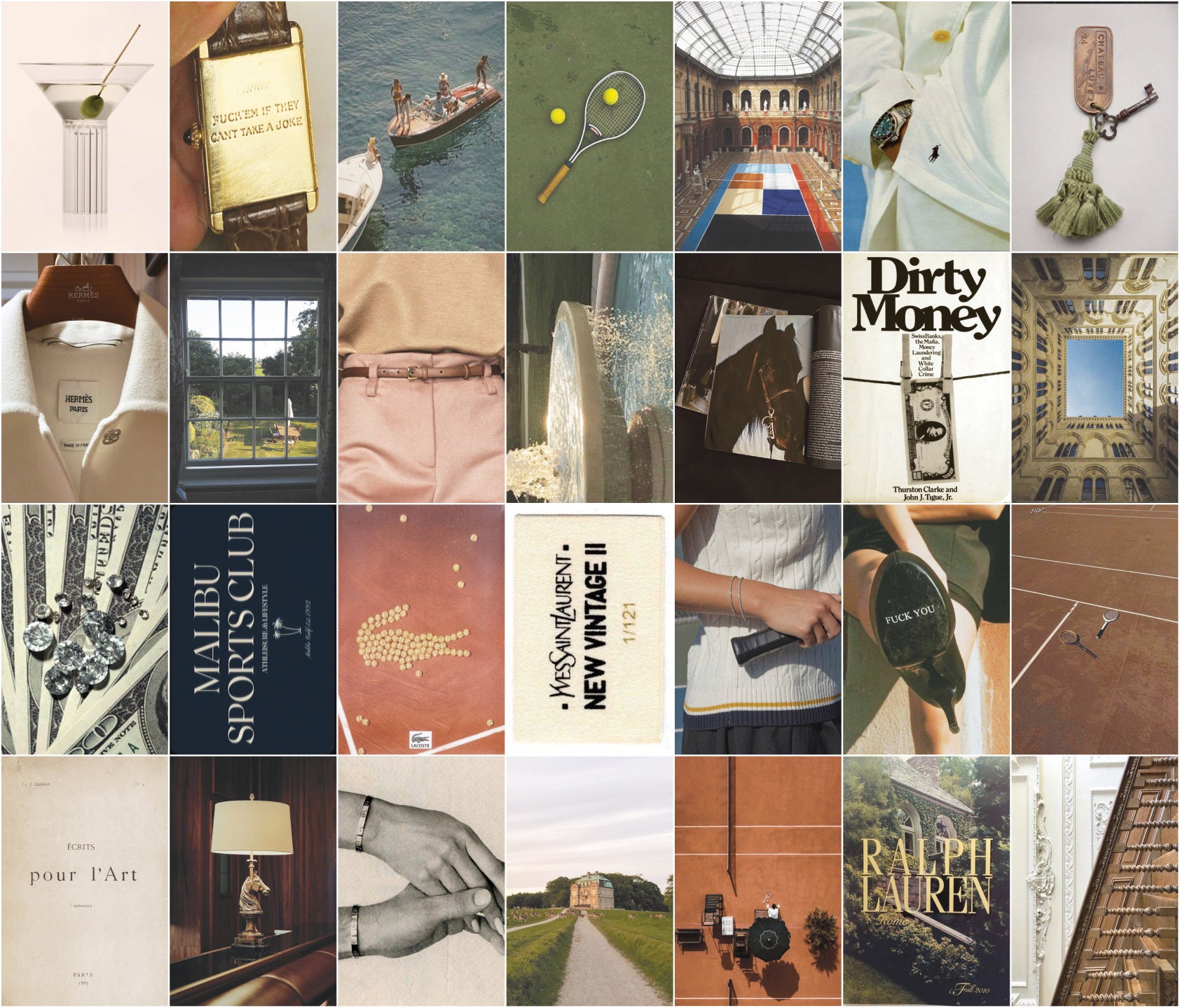 112PCS, Old Money Aesthetic Collage Kit, Preppy Vintage Luxury, Retro Brown/green/blue Aesthetic ...