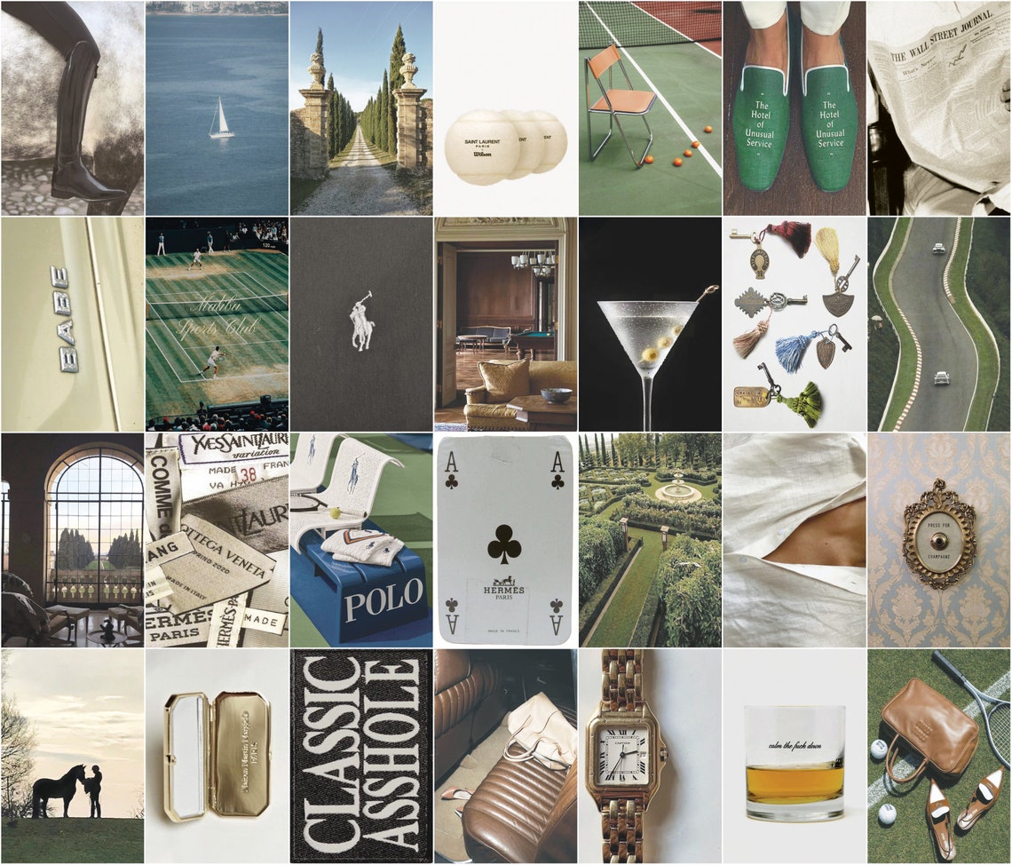 112PCS, Old Money Aesthetic Collage Kit, Preppy Vintage Luxury, Retro ...