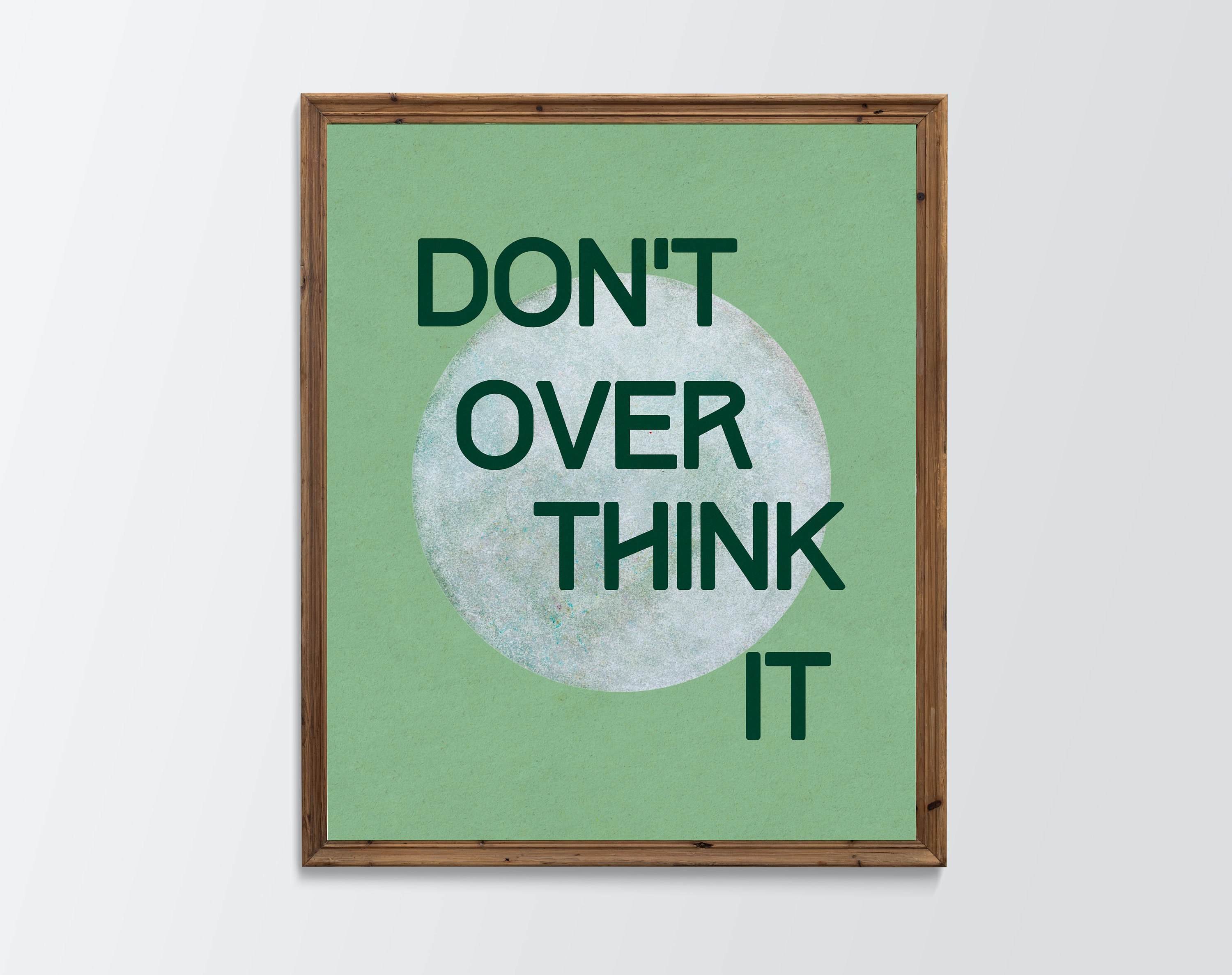 Don't Over Think It Mental Health Poster Sage Green Wall - Etsy